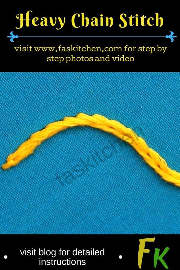Heavy Chain Stitch in Hand Embroidery Tutorial (Step By Step & Video ...